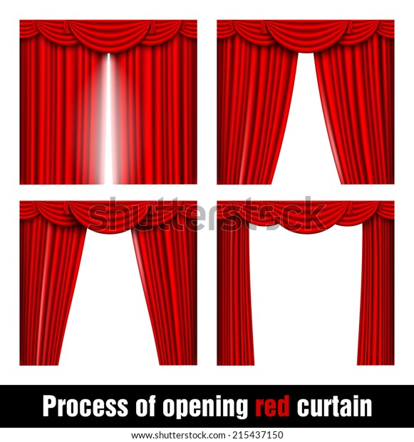 Process Opening Red Curtain Stock Vector (Royalty Free) 215437150 ...