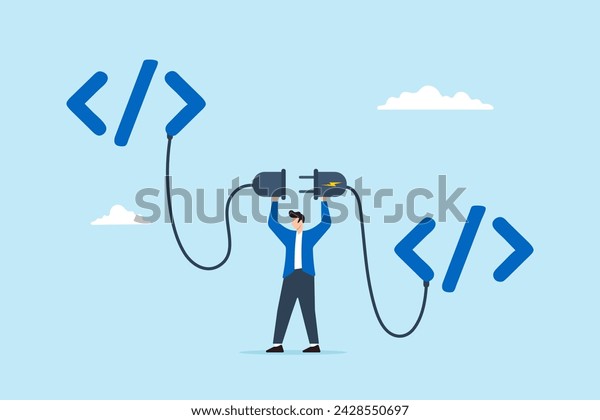 Programmer Connect Socket Between Coding Program Stock Vector Royalty