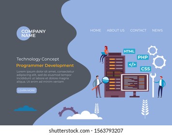 Programmer Development Banner Poster Concept Vector Stock Vector ...