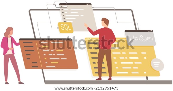 Programmer Engineering Coding Programmers Working On Stock Vector (Royalty Free) 2132951473 ...