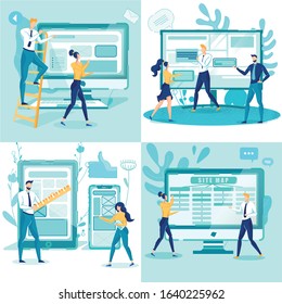 Programmers Designing Website Flat Cartoon Vector Stock Vector (Royalty ...