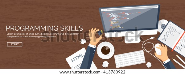 Programming Coding Backgroundflat Designprogram Source Codesoftware 0825