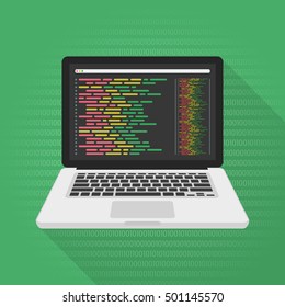 Programming Coding On Laptop Screen Simple Stock Vector (Royalty Free ...