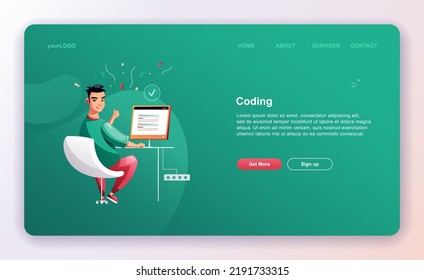 Programmer Working On Web Development On Stock Vector (Royalty Free ...