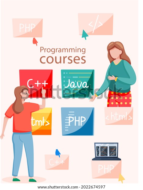 Programming Courses Online Education Coding Learning Stock Vector ...