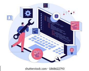Programming Software Development Concept Developer Holding Stock Vector (Royalty Free ...