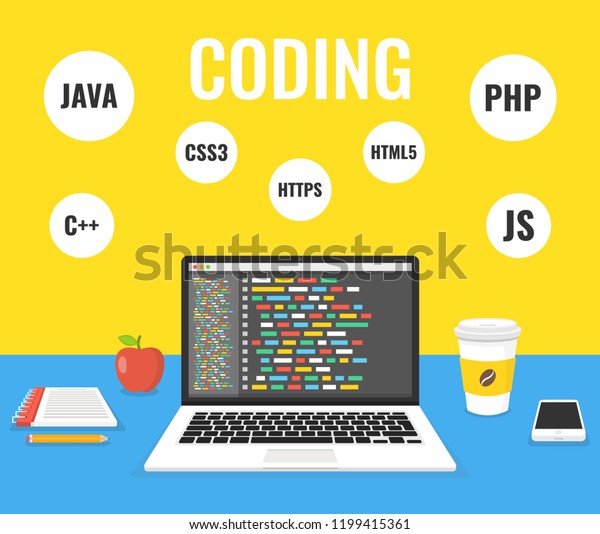 Programming Web Development Concept Code On Stock Vector (Royalty Free ...