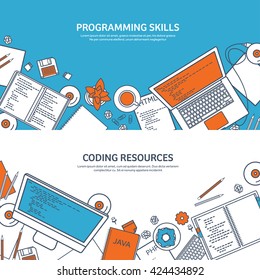 Vector Illustration Flat Backgrounds Set Online Stock Vector (Royalty ...