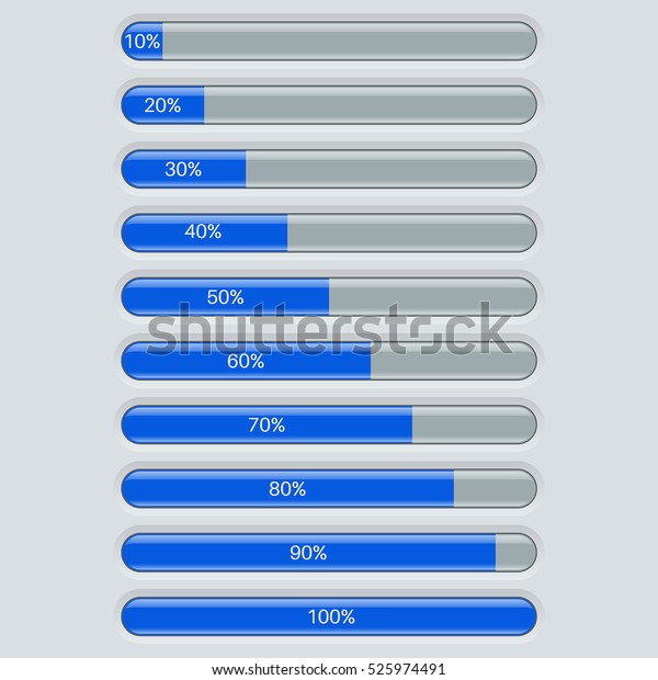 Progress Bar Blue Percentage Vector Illustration Stock Vector (Royalty ...