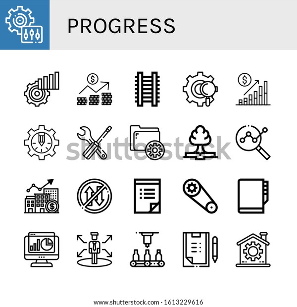 Progress Icon Set Collection Setting Statistics Stock Vector (Royalty ...