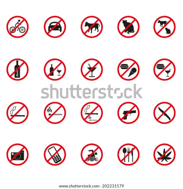 Prohibited Signs Vector Stock Vector (Royalty Free) 202231579 ...