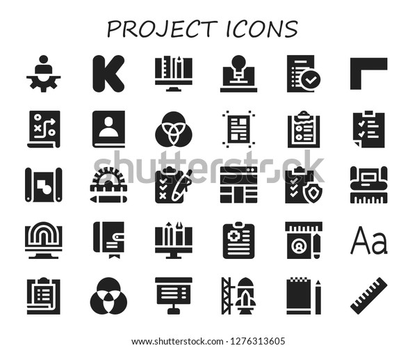 Project Icon Set 30 Filled Project Stock Vector (Royalty Free ...