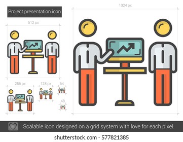Project Presentation Vector Line Icon Isolated Stock Vector (Royalty ...