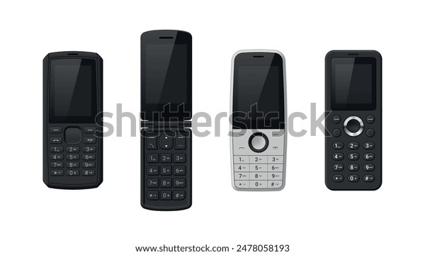 Push Button Mobile Phone Empty Display Stock Vector (Royalty Free ...