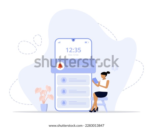 Push Notifications Concept Illustration Suitable Landing Stock Vector (Royalty Free) 2283013847 ...