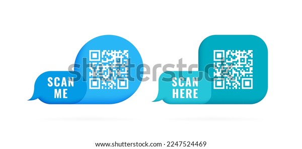 Qr Code 3d Speech Bubble Inscription Stock Vector (Royalty Free) 2247524469 | Shutterstock