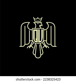 Qu Initial Monogram Logo Eagle Crown Stock Vector (Royalty Free ...