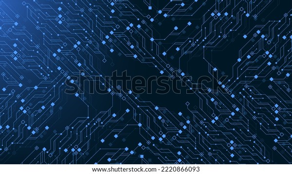 Quantum Computer Technologies Concept Futuristic Blue Stock Vector ...