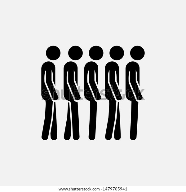 Queue Icon Line Standing People Illustration 스톡 벡터(로열티 프리) 1479705941 ...