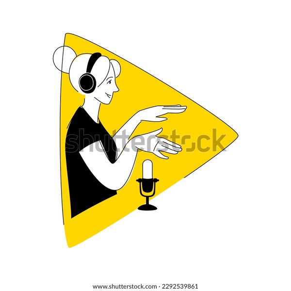 Radio Host Table Flat Vector Illustration Stock Vector (Royalty Free ...