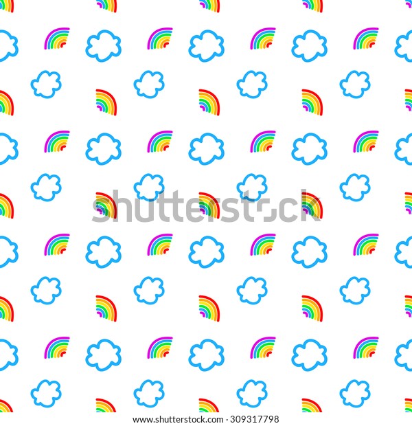 Rainbow Clouds Seamless Pattern Stock Vector (Royalty Free) 309317798 ...