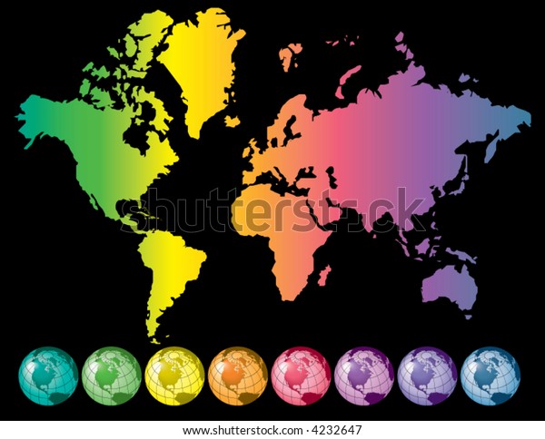 Rainbow Map Earth Globe Vector Illustration Stock Vector (Royalty Free ...