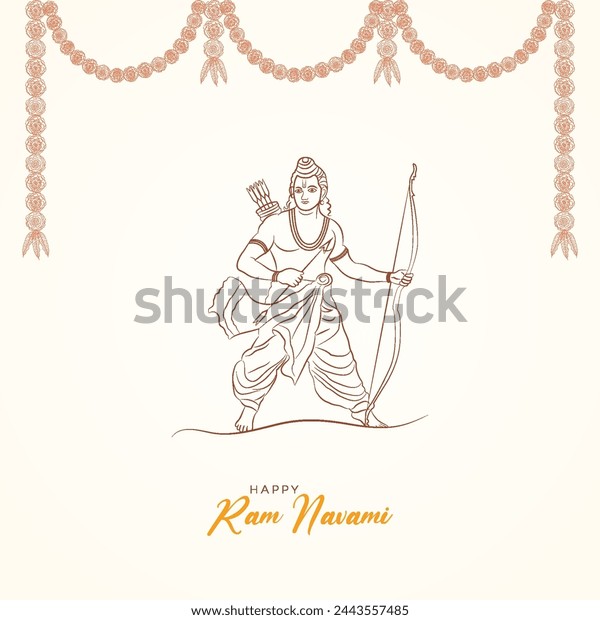 Ram Navami Poster Vector Happy Ram Stock Vector (Royalty Free ...
