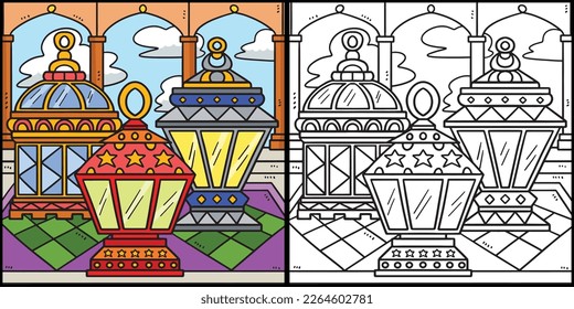 Ramadan Lantern Coloring Page Illustration Stock Vector (Royalty Free ...