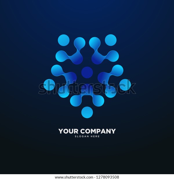 Realistic Connected Dots Logo Tech Logo Stock Vector (Royalty Free ...