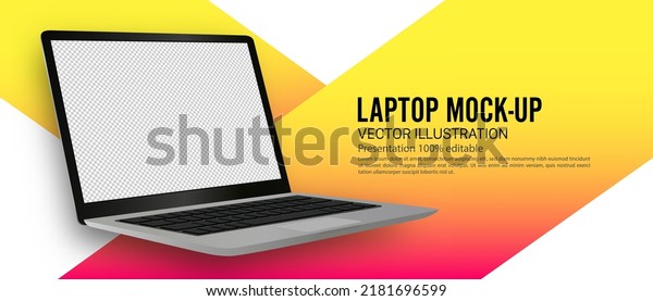 Realistic Laptop Mockup Template Vector Format Stock Vector (Royalty ...