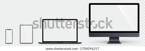 Realistic Set Computer Laptop Tablet Smartphone Stock Vector (Royalty ...