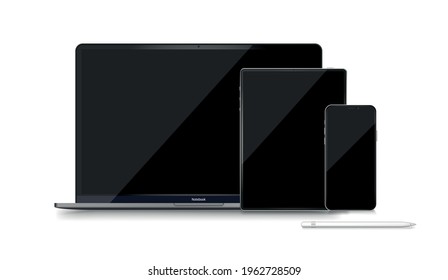 Realistic Vector Laptop Tablet Computer Monitor Stock Vector (Royalty ...