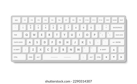 Realistic White Keyboard Isolated Vector Illustration Stock Vector ...