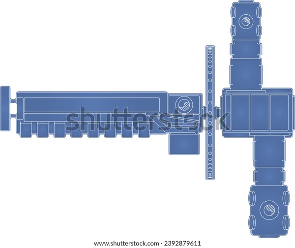 Reciprocating Engine Compressor Blueprint Drawing Showing Stock Vector ...