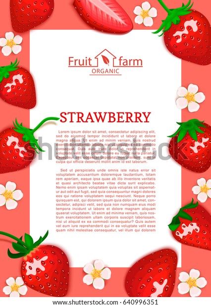 Rectangle Pink Frame Cartoon Red Strawberry Stock Vector (Royalty Free ...