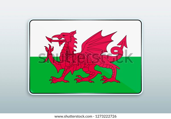Rectangular Button National Flag Wales Icon Stock Vector (Royalty Free ...