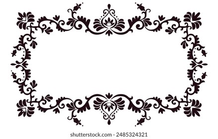 Rectangular Floral Border Frame Template Decorated Stock Vector ...