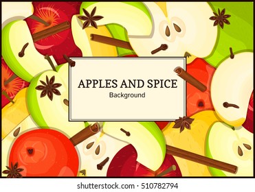 Rectangular Frame On Apples Spice Background Stock Vector (Royalty Free ...