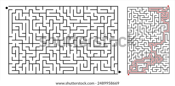 Rectangular Maze Game Medium Difficulty Vector Stock Vector (Royalty ...
