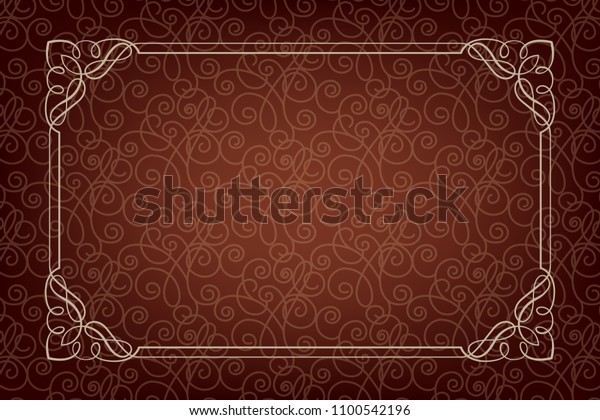 Rectangular Ornate Frame On Dark Brown Stock Vector (Royalty Free ...
