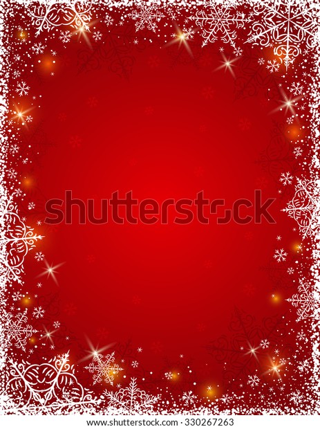 Red Background Frame Snowflakes Vector Illustration Stock Vector ...