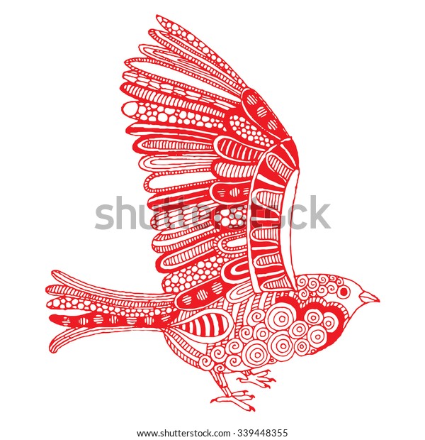 Red Bird Drawing Vectorized Stock Vector (Royalty Free) 339448355 ...