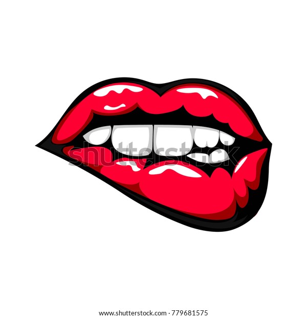 Red Biting Lips Vector Stock Vector (Royalty Free) 779681575 | Shutterstock