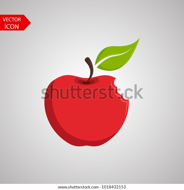Red Bitten Fruit Leaf Vector Vector Stock Vector (Royalty Free ...