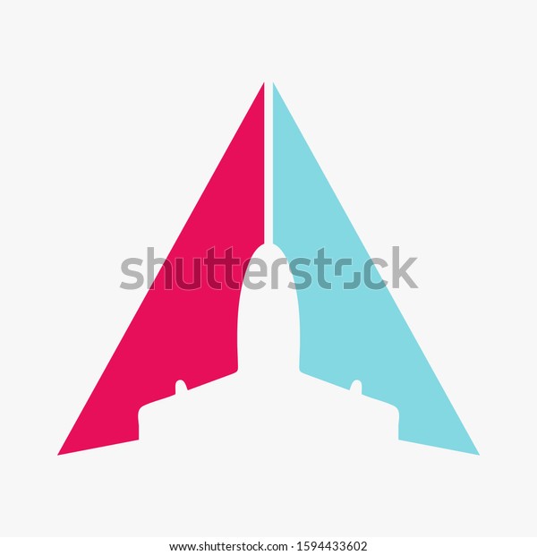 Red Blue Plane Cut Out Logo Stock Vector (Royalty Free) 1594433602 ...