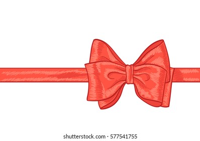 Red Bow Ribbon Hand Drawn Illustration Stock Vector (Royalty Free ...