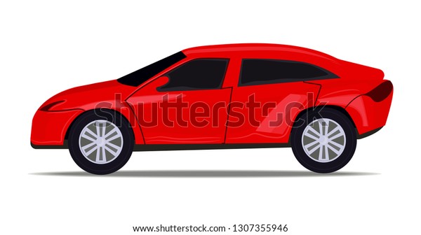 Red Car Side View Vector Illustration Stock Vector (Royalty Free ...