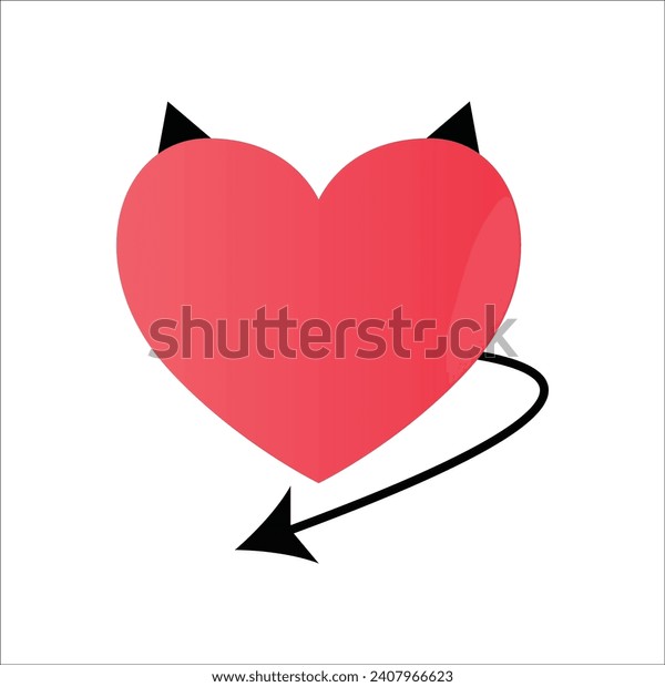 Red Devil Heart Vector Valentine Vector Stock Vector (Royalty Free ...