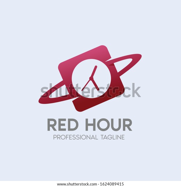 Red Hour Vector Logo Design Template Stock Vector (Royalty Free ...