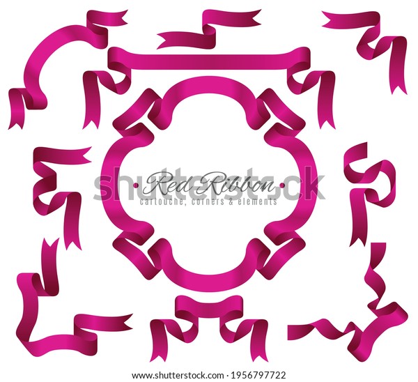 Red Ribbon Set Gradient Vector Collection Stock Vector (Royalty Free ...